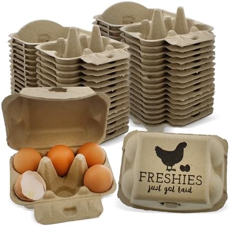 Amazon.com: SOUJAP 50 Pack 6 Count Paper Pulp Egg Cartons, Half Dozen ...