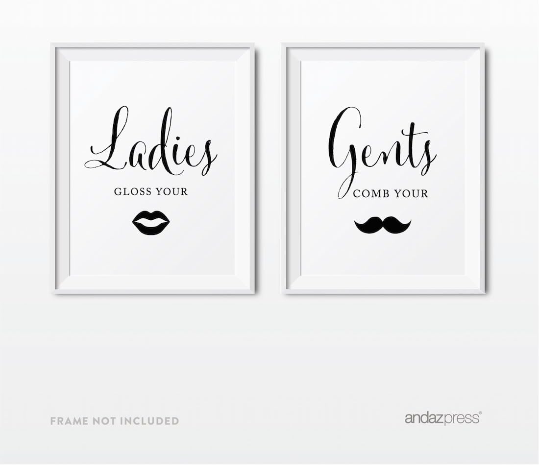 Amazon.com: Andaz Press Wedding Party Signs, Formal Black and White ...