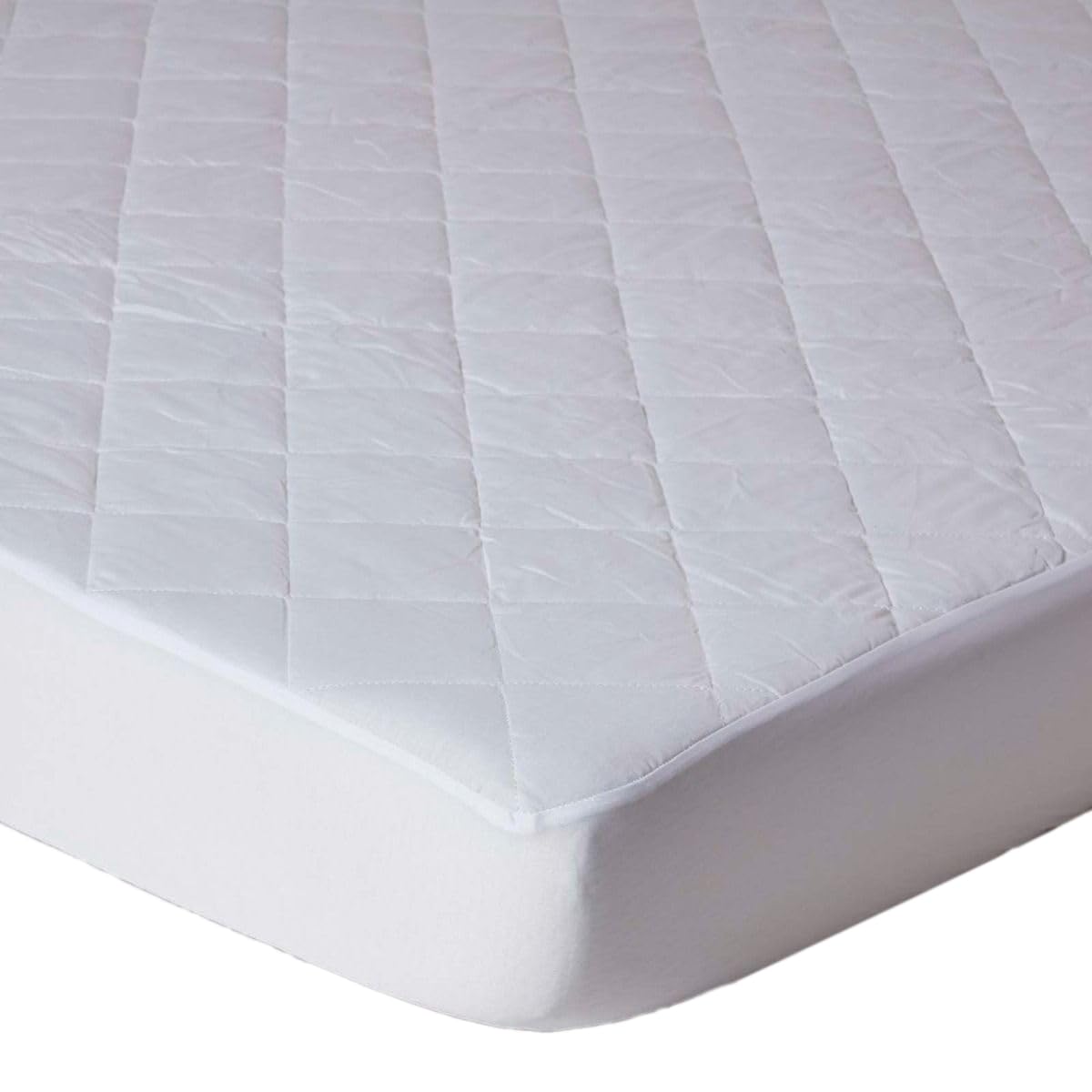 HOMESCAPES Cotton Rich Quilted Small Double Mattress Protector Oeko-Tex ...