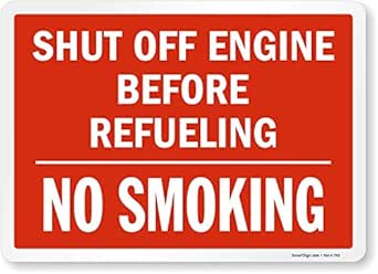 SmartSign"Shut Off Engine Before Refueling, No Smoking" Label | 10" x ...
