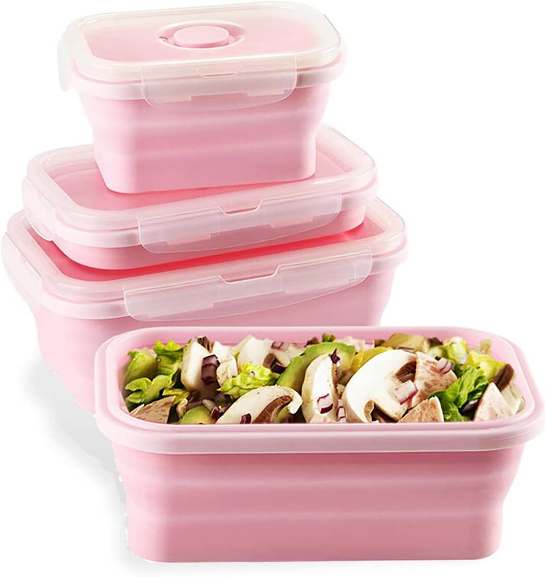 Amazon.com: Set of 4 Collapsible Silicone Food Storage Container ...