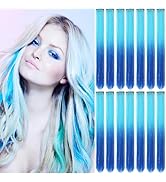 Amazon.com : 10Pcs Colored Hair Extensions 20Inch Multi-Colors Straight ...