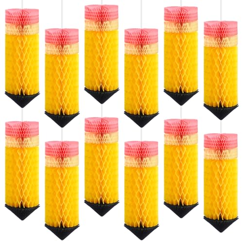Snapklik.com : 12 Pcs Pencil Hanging Honeycomb Back To School Classroom ...