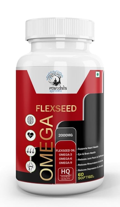MANDALA HEALTHCARE Flex Seed 1000MG Omega 3 6 9 Cold Pressed Heart ...