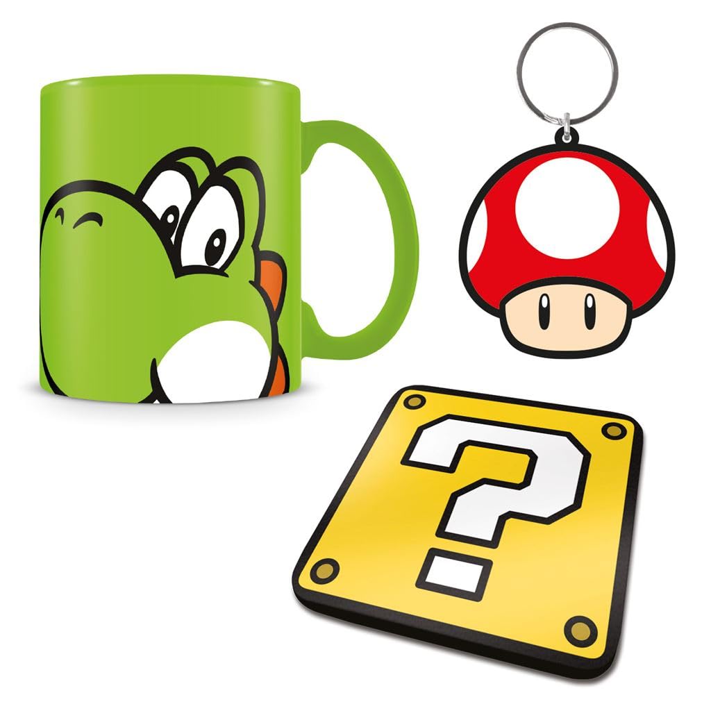 Amazon.com | Pyramid Super Mario (Yoshi) Mug Coaster & Keychain: Coffee ...