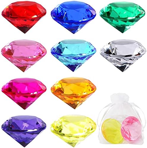Iyowei 20Pcs Big Size Kids Diamond Toy, 4cm Multi-Colored Acrylic Gem ...