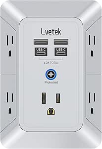 Amazon.com: Multi Plug Outlet Surge Protector, Lvetek Outlet Extender ...