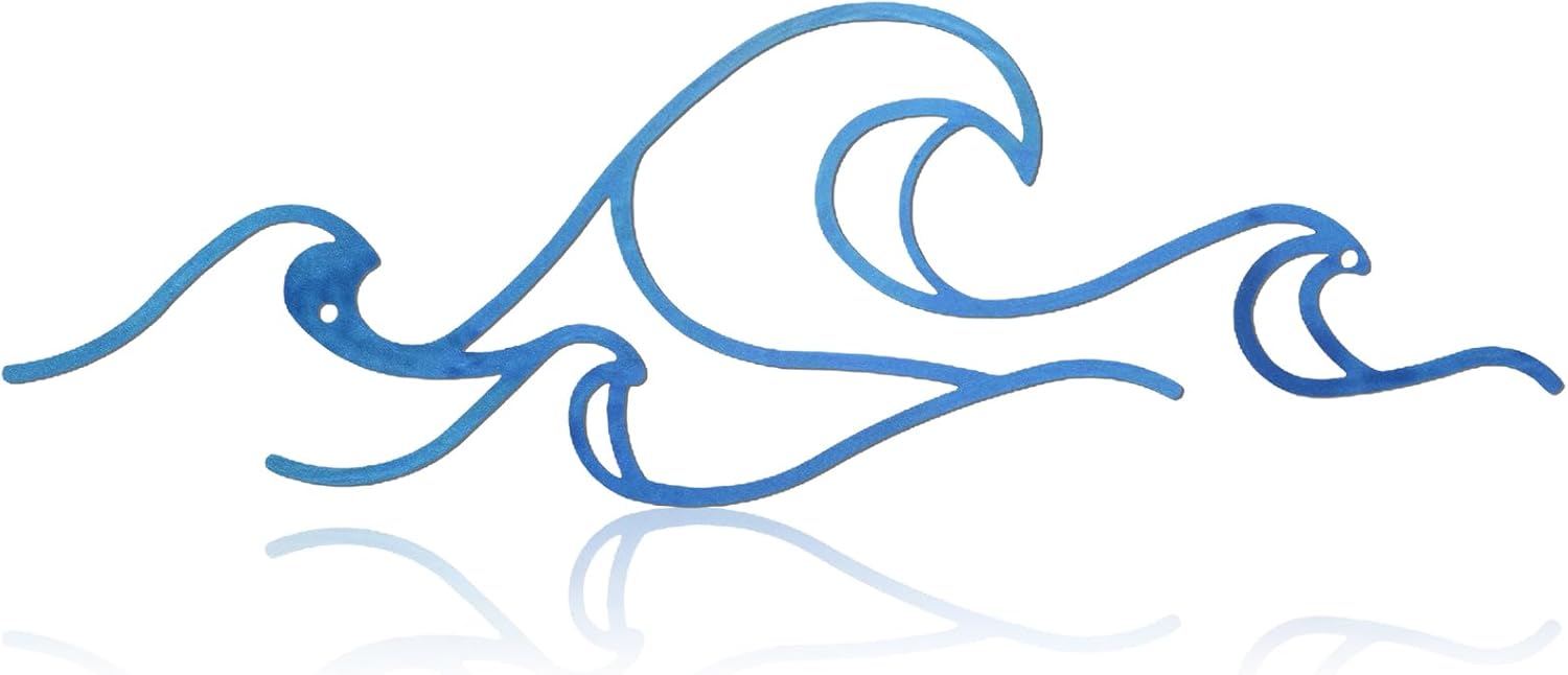Amazon.com: Seeloowy Wave Wall Decor Blue Metal Wire Wall Art Ocean ...