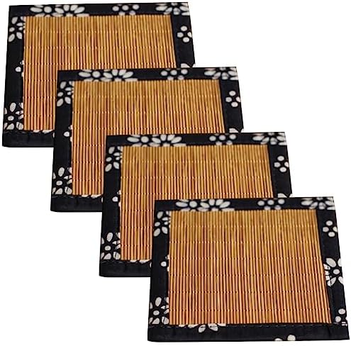 Amazon.com: Zerodeko Japanese Decor Bamboo Woven Square Coaster: 4pcs ...