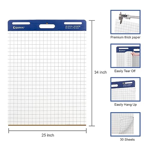 Snapklik.com : Grid Sticky Easel Pad, 25 X 30 Inches Flip Chart Paper ...