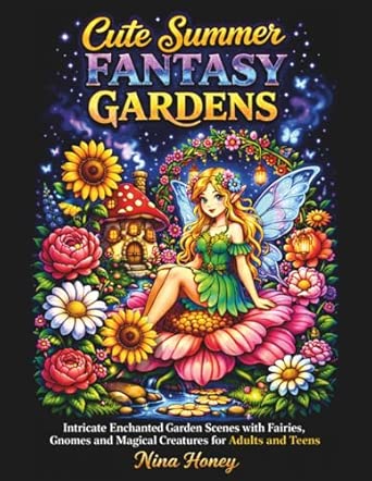 Amazon.com: Cute Summer Fantasy Gardens Coloring Book for Adults and ...