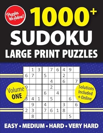 1000 Sudoku Puzzles For Adults: Volume 1: Easy to Hard Sudoku Puzzles ...