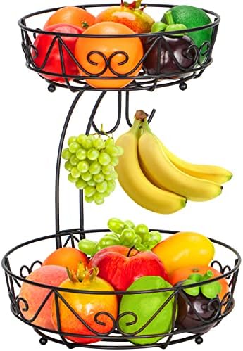 Mutool 2-Tier Metal Fruit Bowl & Rack - Keeps Fruits & Vegs Fresh with ...