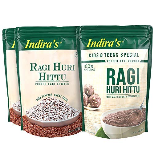 Amazon.com : Combo Ragi Huri Hittu or Popped Powder (400g EachPack of 2 ...