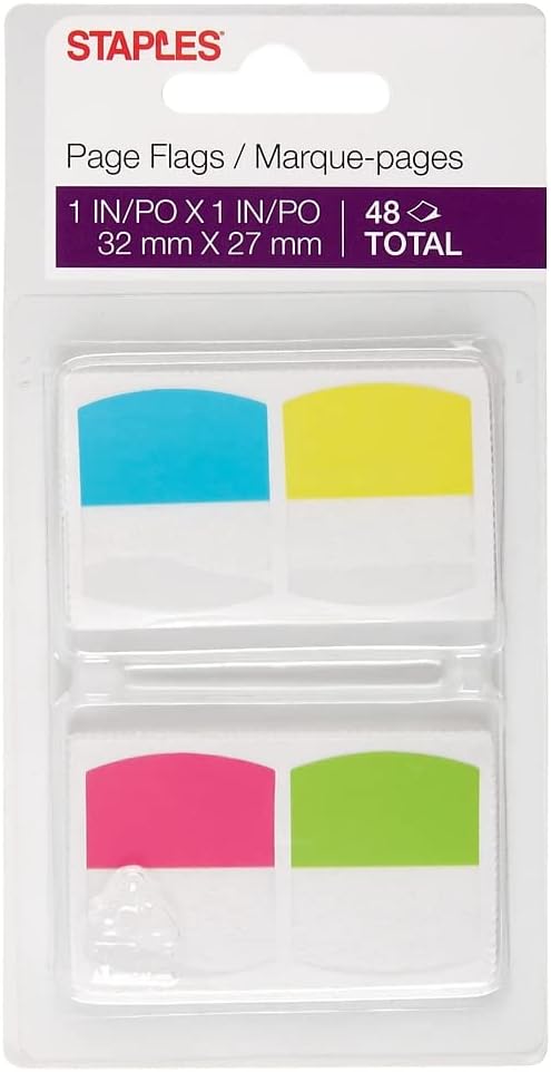 Amazon.com : Staples Stickies 1" Durable Tabs, 48 Tabs/Pack, Each ...