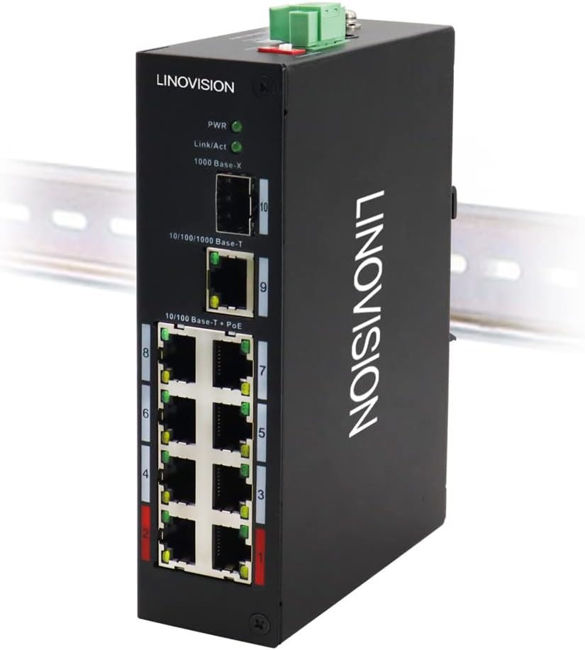 LINOVISION Industrial 8-Port POE Switch POE+ Switch with 1*GE & 1*SFP ...