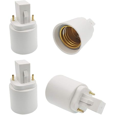 2pcs E-Simpo GX23 Pin-Base to E26/E27 Lamp Base Adapter CFL PL Lamp base to E26 E27 Edison ...