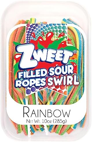 Amazon.com : Zweet Sour Rainbow Ropes Swirl 10 Ounce – Sour Kosher ...