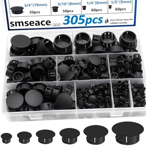 50 Piece Flush Mount Black Hole Plug Assortment for Auto Body and Sheet ...