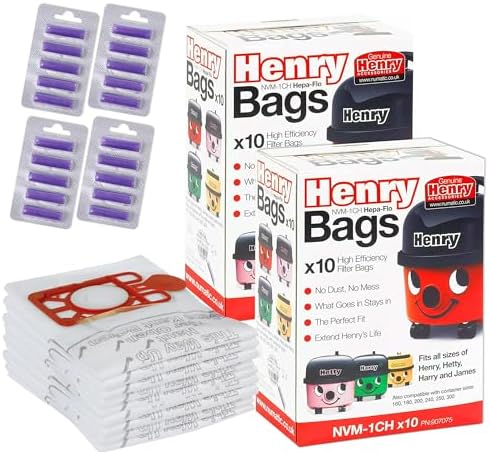 Genuine Hepa-Flo Henry Hoover Bags for Henry Vacuum Cleaner Pack of 20 ...