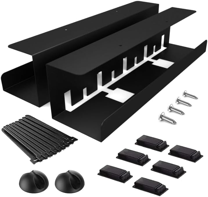 KYONANO Large Capacity Under Desk Cable Management Trays 2 Pack - Ultra ...