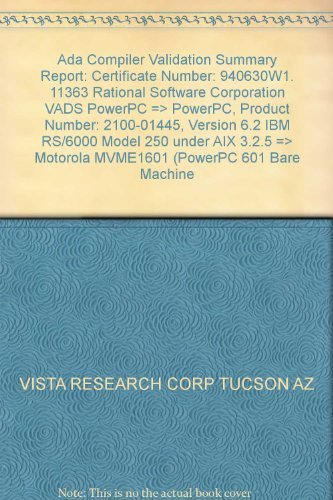 Ada Compiler Validation Summary Report: Certificate Number: 940630W1 ...
