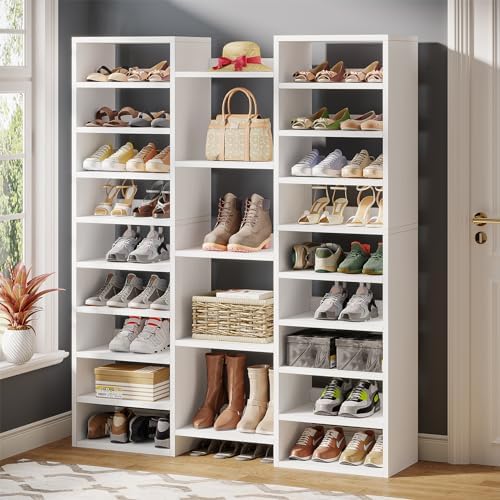 Amazon.com: Tribesigns 14-Tier Shoe Rack, White Shoe Storage Cabinet ...