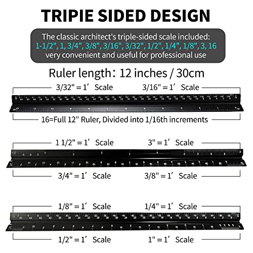 Snapklik.com : Architectural Scale Ruler, 12 Aluminum Architect Scale ...