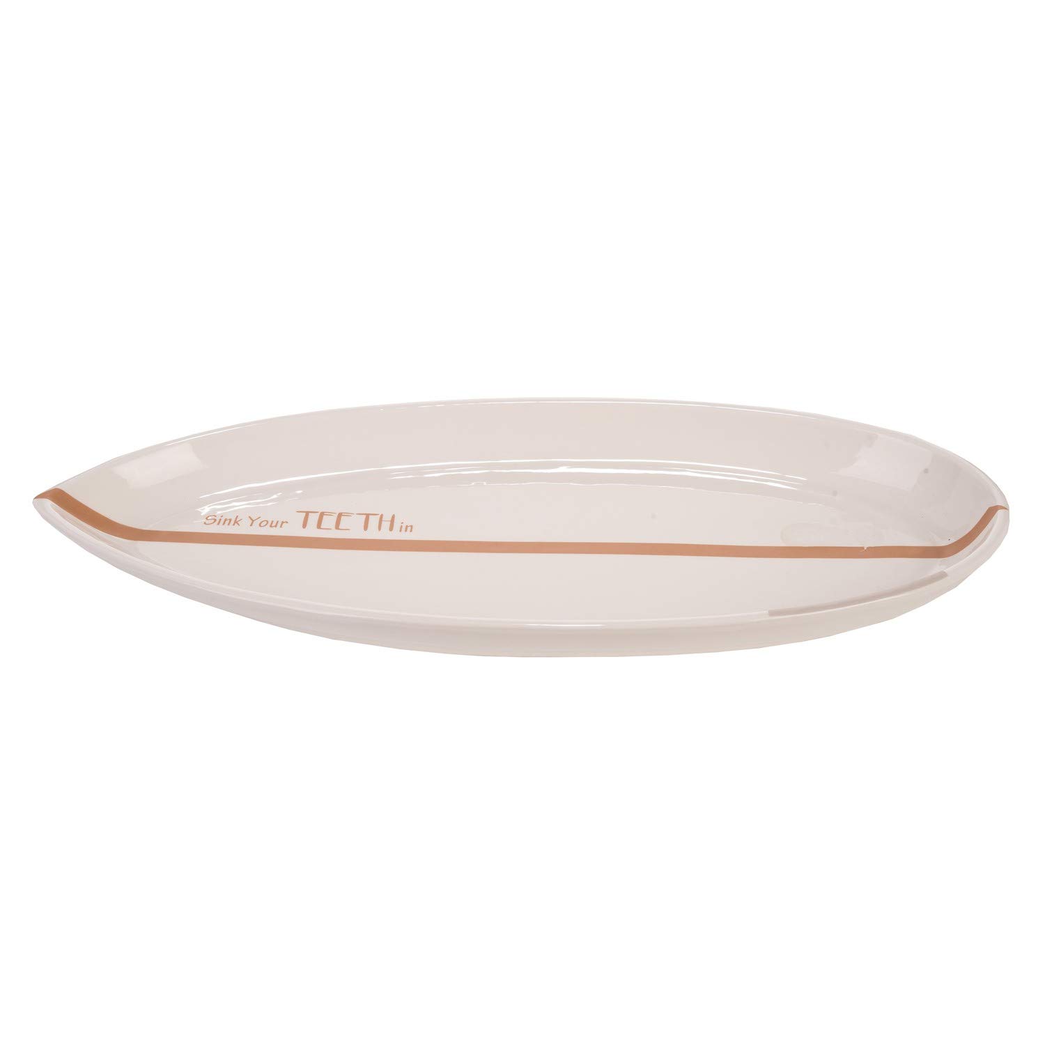 Amazon.com | Beachcombers 20" Ceramic Surfboard Serving Dish Off-White ...