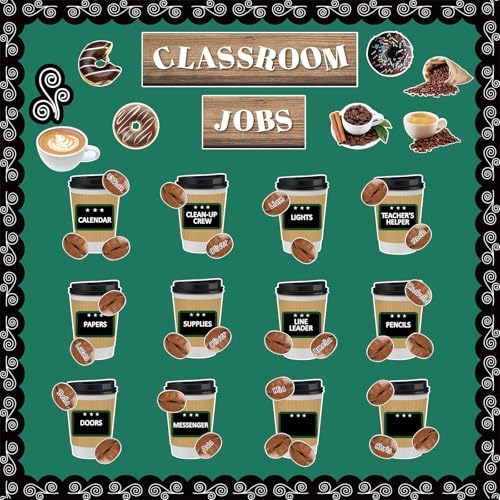Amazon.com: 101Pcs Coffee Theme Classroom Jobs Chart Bulletin Board Set ...