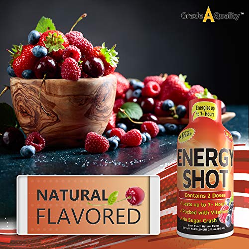 Vitamin Energy Shots Sabor Frutas Vermelhas, Até 7 Horas de Energia, 57 ...