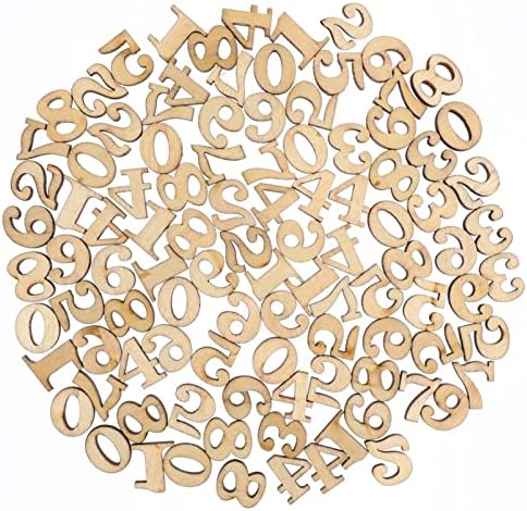 100Pcs Wooden Number Unfinished Wood Craft Numbers for DIY Crafts ...