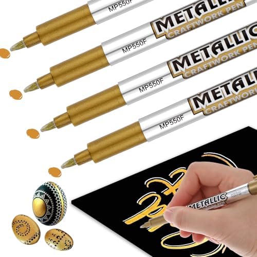 Jeffdad Gold Pen Metallic Marker Pens, Pack of 4 Gold Pen Permanent ...