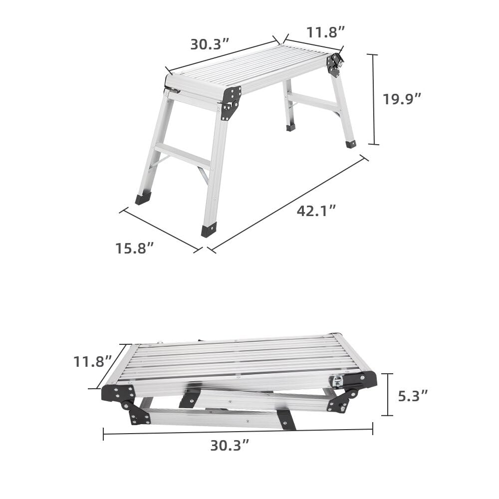 Snapklik.com : Aluminum Step Ladder Work Platform Drywall Bench Heavy ...