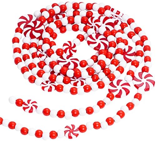 obmwang 10 Feet Christmas Wooden Bead Garland Christmas Candy Garland ...