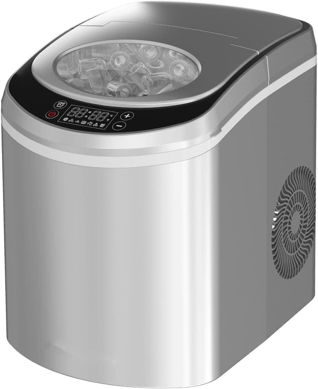 Amazon.com: Silver portable countertop ice maker with LED display, self ...