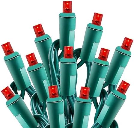 wominoy 50ft 100 Counts Red LED Christmas Lights Outdoor- Commercial ...