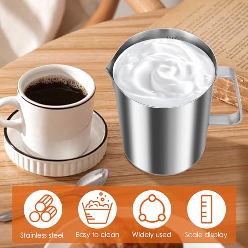 Milk Frothing Pitchers, Stainless Steel Espresso Steaming Pitchers with ...