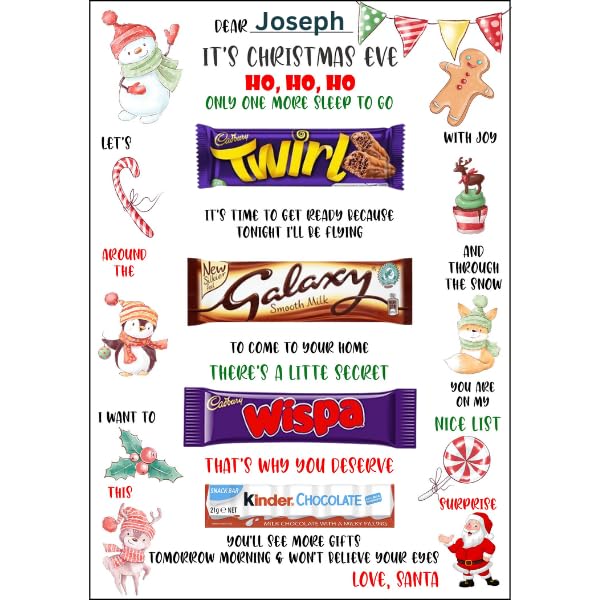 Personalised Christmas Eve Message Board, Chocolate Poem Board for your ...