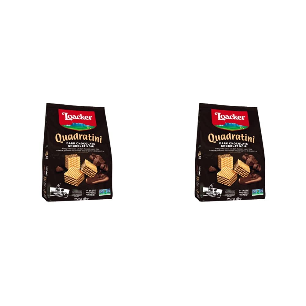 Amazon.com : Loacker Quadratini, Crispy wafer cubes with dark chocolate ...