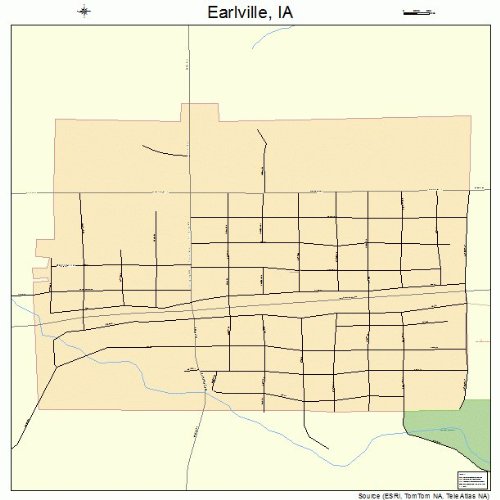 Large Street & Road Map of Earlville, Iowa IA - Printed poster size ...