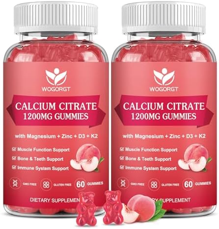 Amazon.com: HOLLEGEND Calcium 1200 mg with Vitamin D3 Gummies, Calcium ...