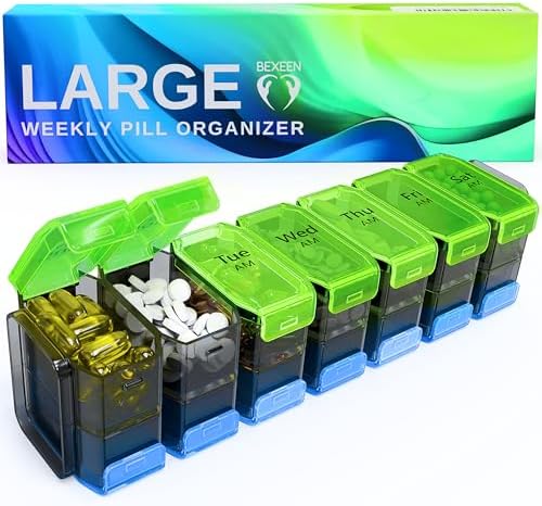 Amazon.com: ZIKEE 7 Packs Extra Large Pill Organizer, Portable Pill Box ...
