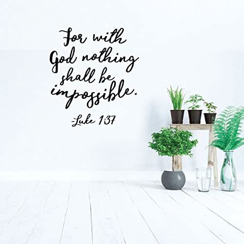 Amazon.com: Bible Verse Wall Decal - For With God Nothing Shall Be ...