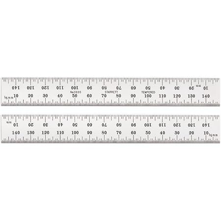 Starrett Spring Tempered Steel Rule with Satin Chrome Finish and ...