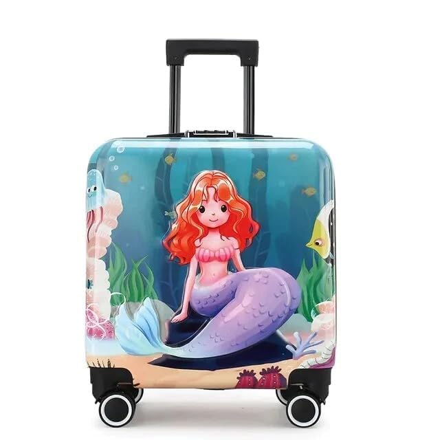 Buy SHOPINUM Mermaid Themed Carry-On Trolley Luggage for Kids, Adults ...
