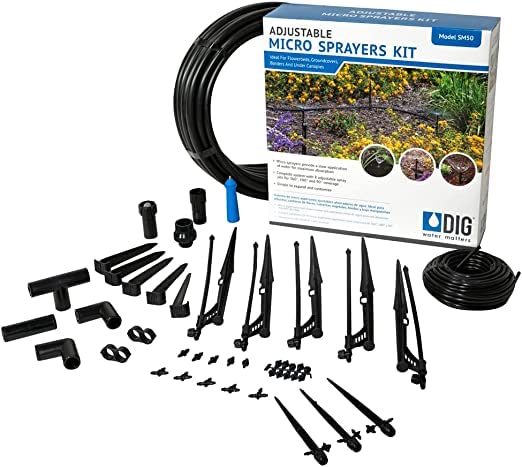 Amazon.com : DIG SM50 Adjustable Micro Sprayer 46 Piece Kit for Gardens ...