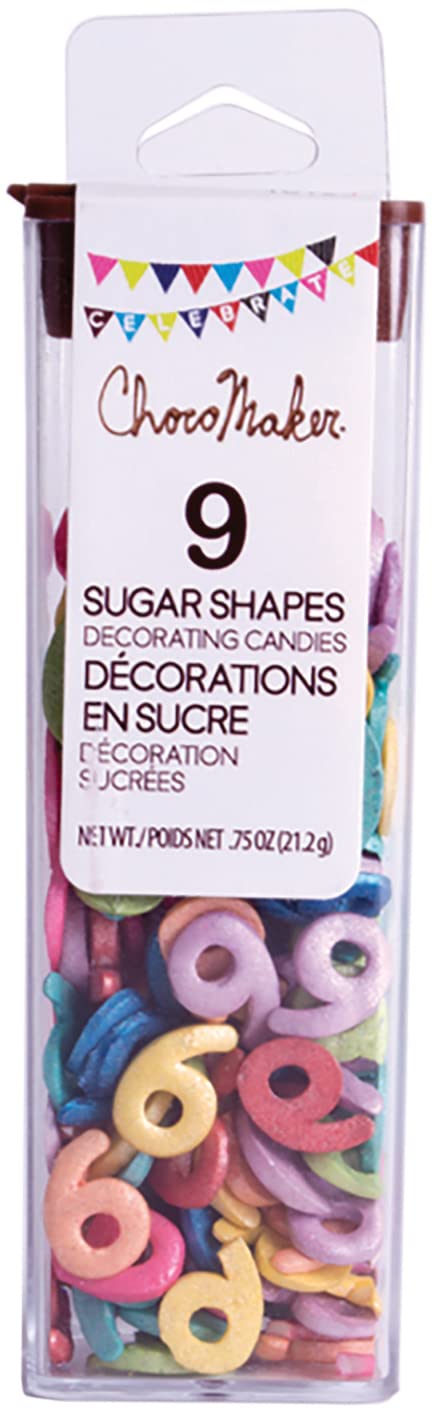Amazon.com: Chocomaker(R) Shimmer Sugar Number Decorettes .75oz-"9 ...