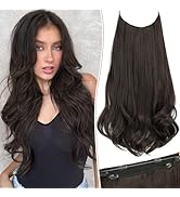 Amazon.com : KooKaStyle Invisible Wire Hair Extensions Long Wavy ...