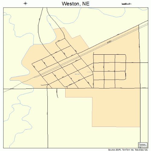 Large Street & Road Map of Weston, Nebraska NE - Printed poster size ...
